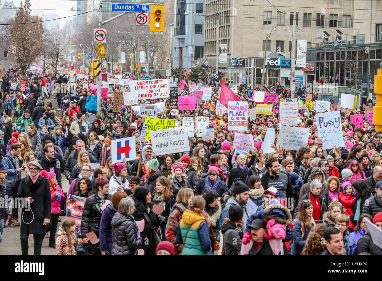TORONTO, CANADA - January 21st, 2017: Toronto Women's March. A protest ...
