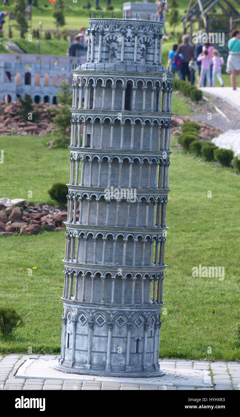 Miniature of the leaning tower of Pisa in the Amusement Park with ...