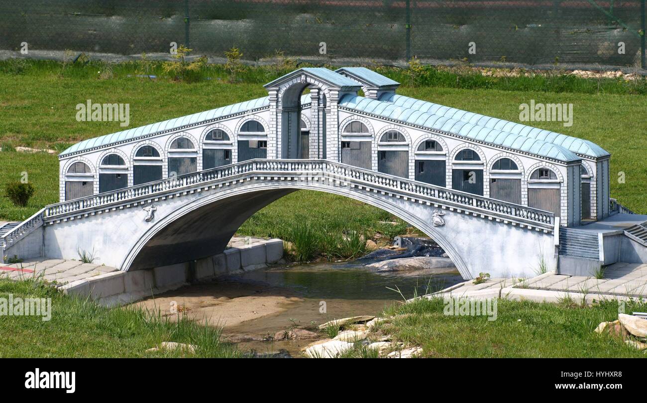Miniature of famous bridge from Venice in the Amusement Park with ...