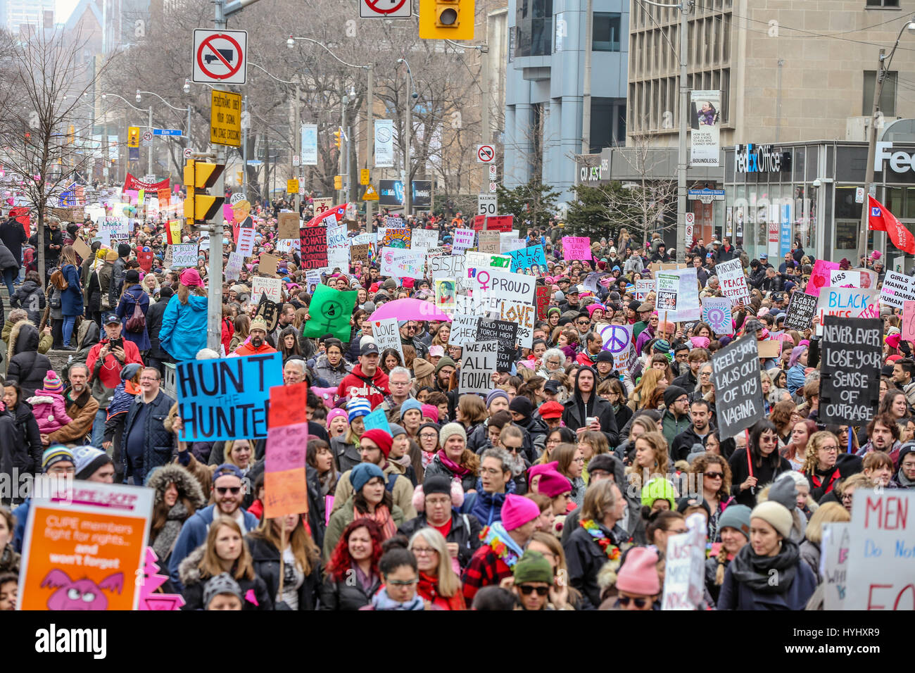 TORONTO, CANADA - January 21st, 2017: Toronto Women's March. A protest ...