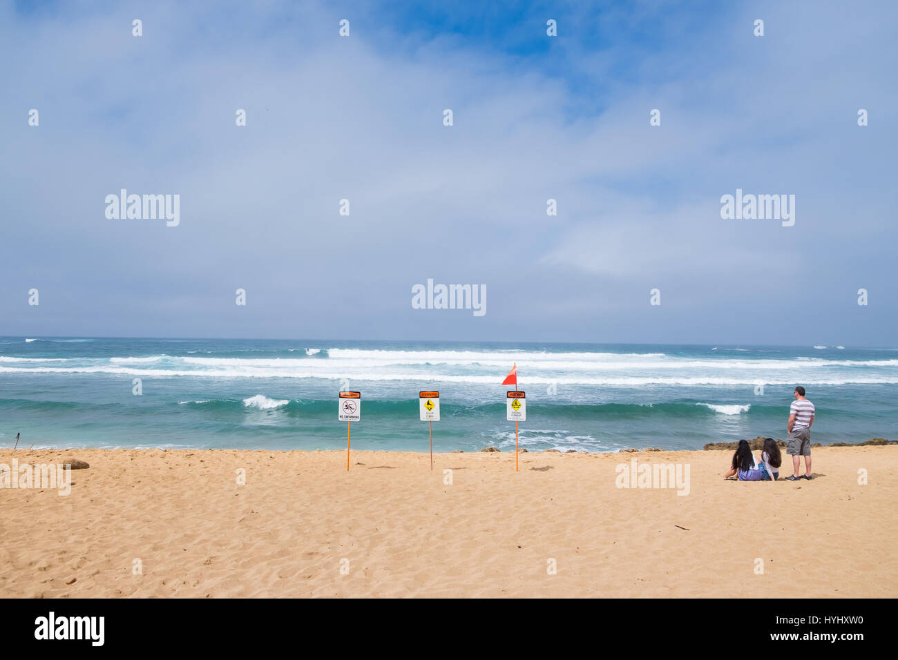 HALEIWA, OAHU, HAWAII - FEBRUARY 15, 2017: High surf warnings and a ...