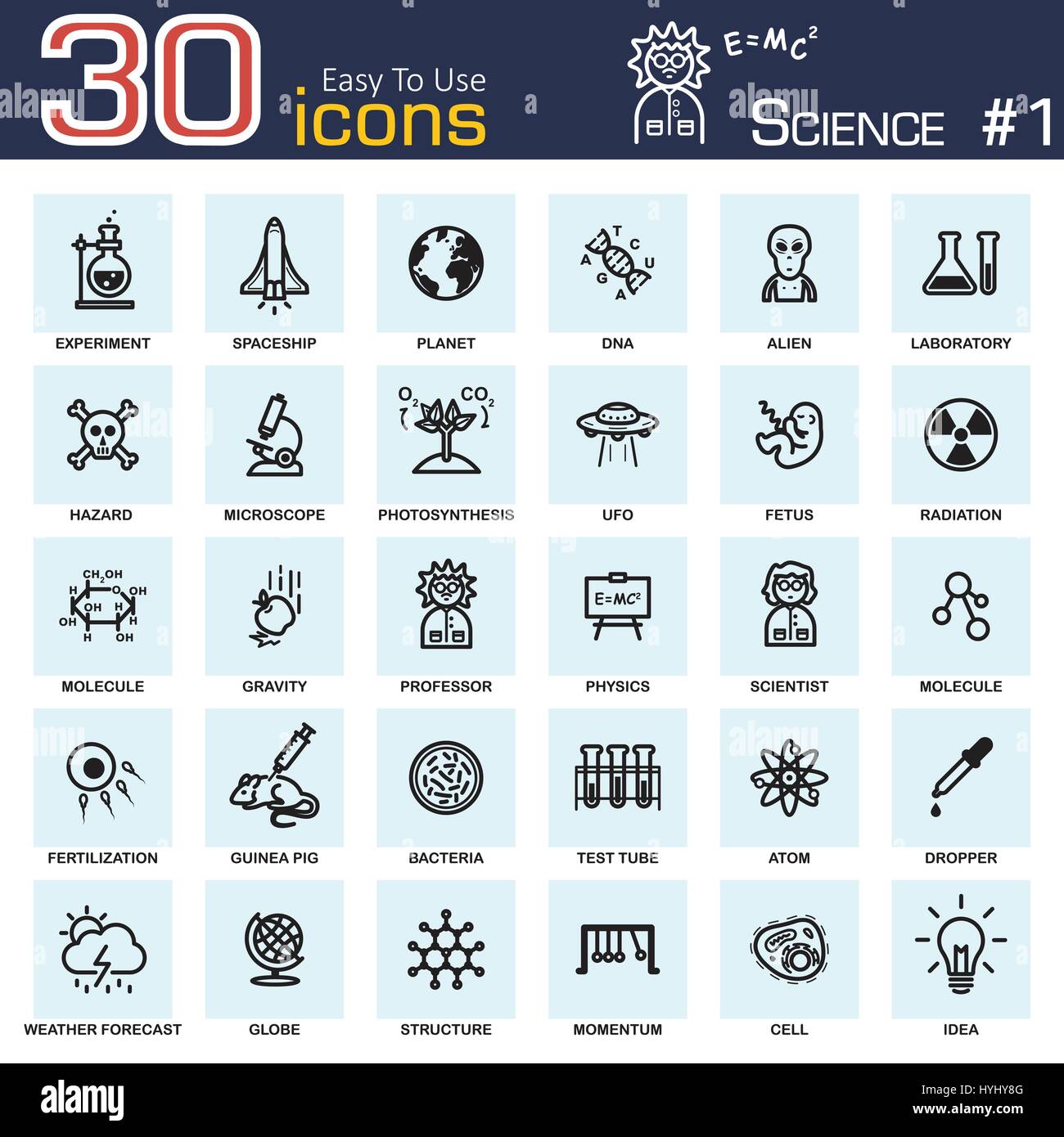 Science icons . outline design Stock Vector Image & Art - Alamy