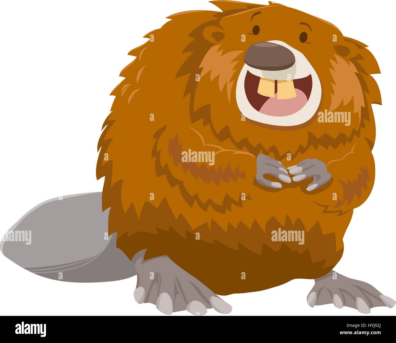 Cartoon Illustration of Happy Beaver Animal Character Stock Vector ...