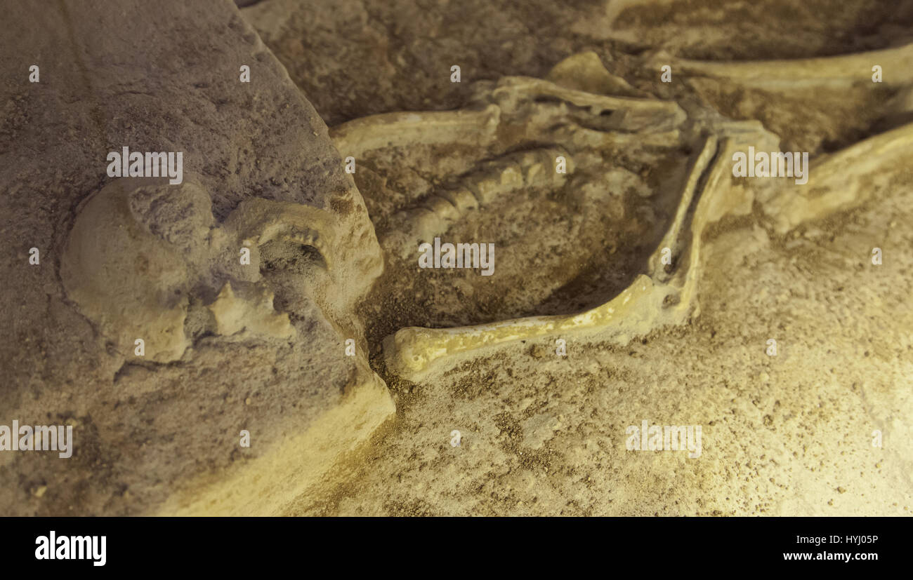 Archaeological excavation, detail of an ancient exploration, prehistory ...