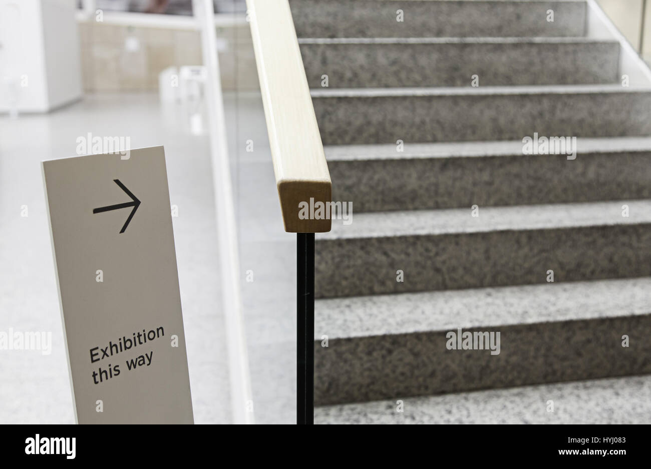 Signage arrow, detail of an information signal, exhibition Stock Photo ...