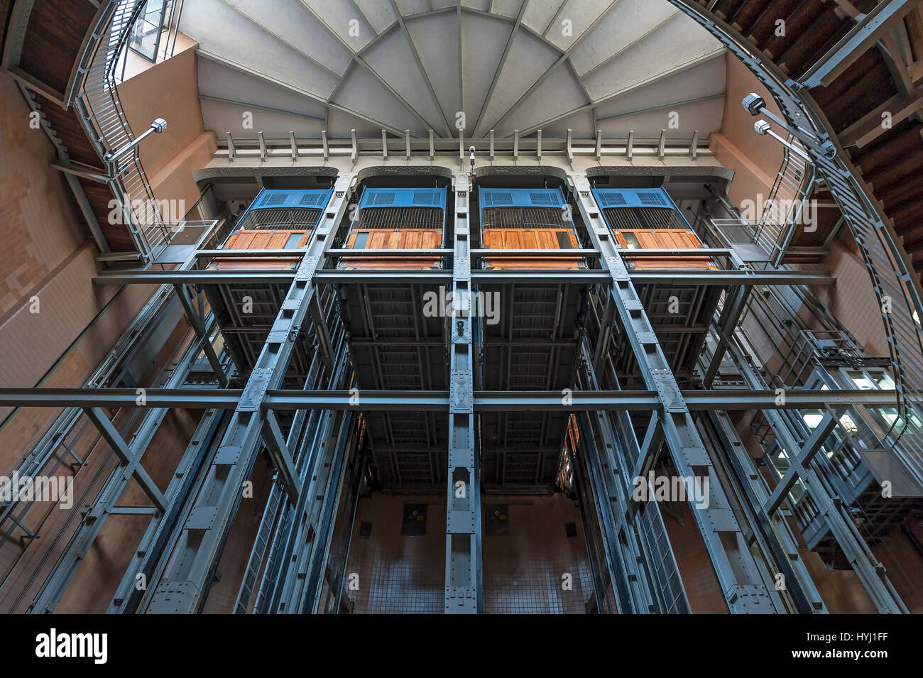 Car lifts, old Elbe tunnel, Hamburg, Germany Stock Photo - Alamy