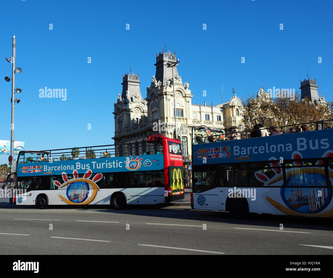Tourist buses in Barcelona, Spain Stock Photo - Alamy