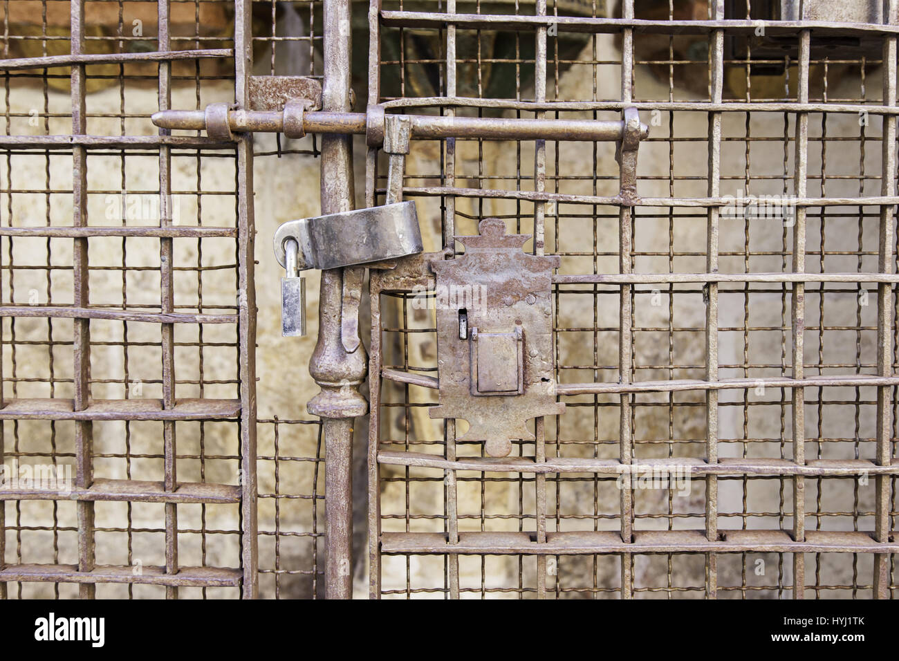 Old metal lock, detail of a bolt, protection Stock Photo - Alamy