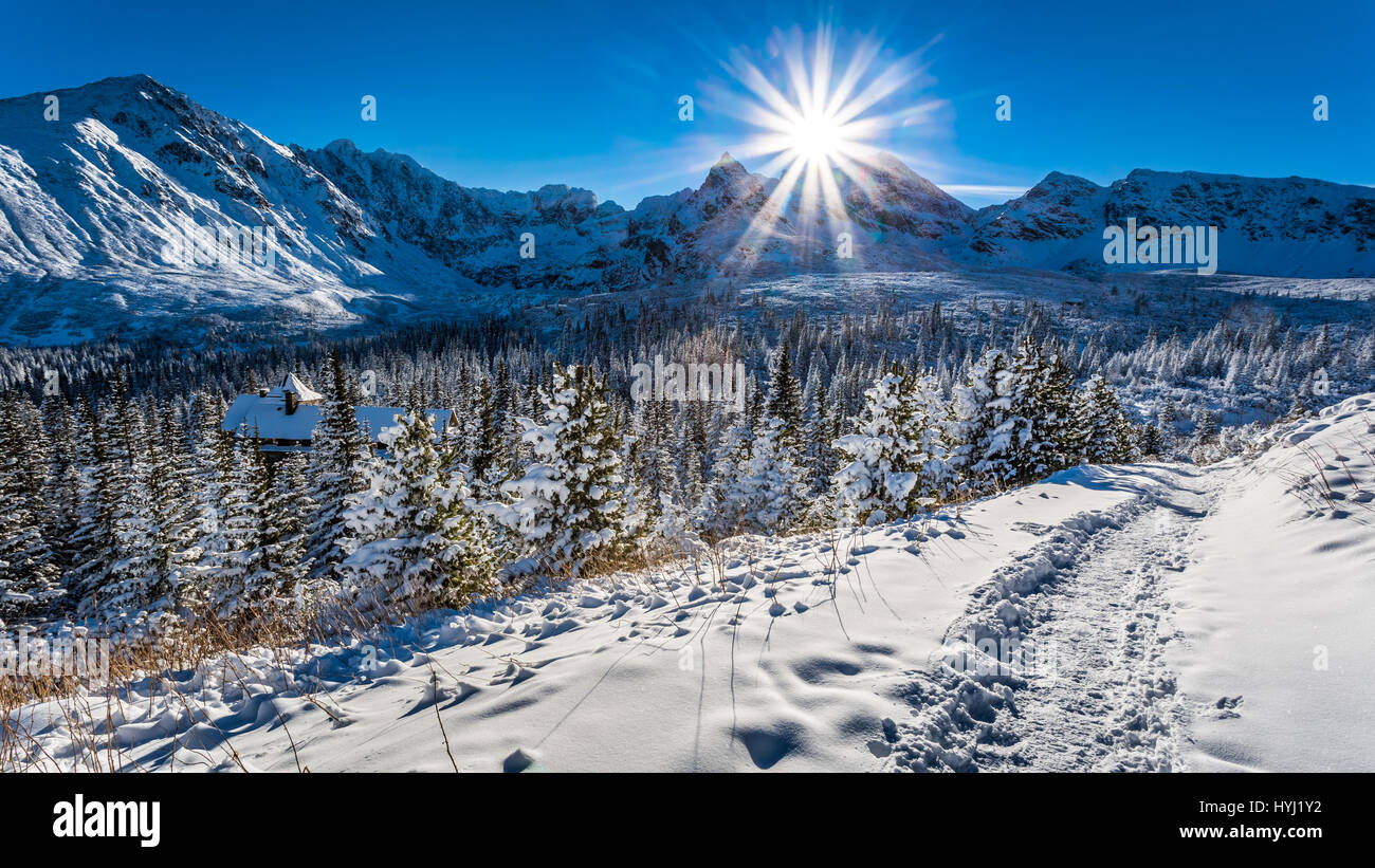 Cold sunset in Tatra Mountains in Poland Stock Photo - Alamy