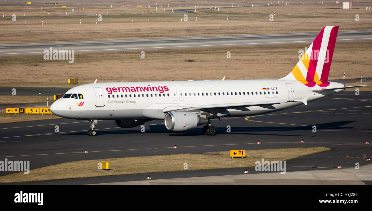 Aircraft German Wings Airbus A320-200 on Runway, Düsseldorf Airport ...