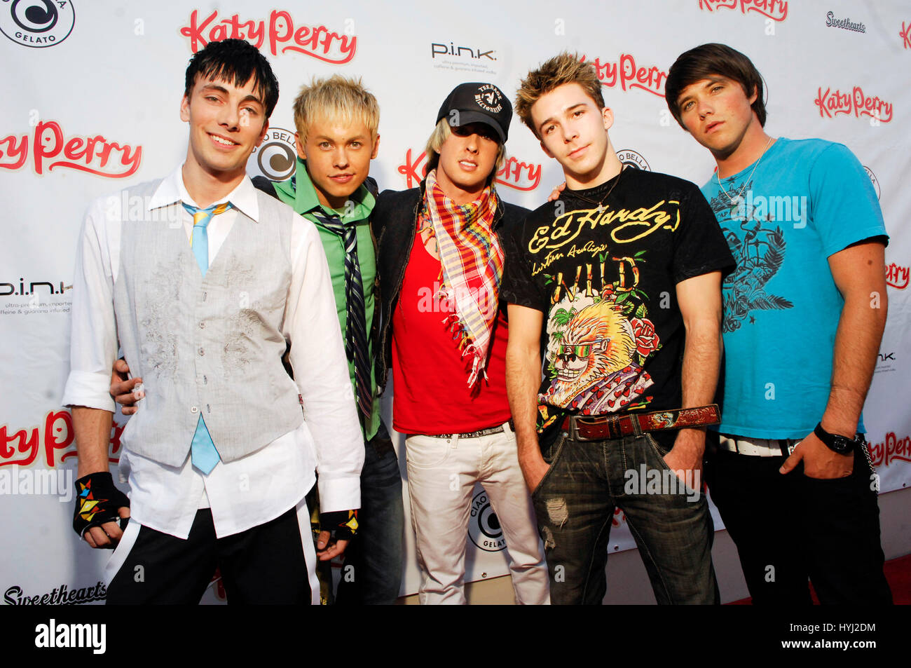 The band Varsity Fanclub attends Katy Perry CD release party at Capitol ...