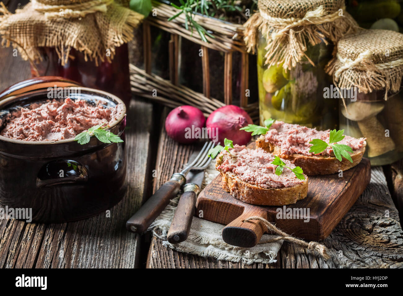 Tasty homemade sandwich with pate and parsley Stock Photo - Alamy