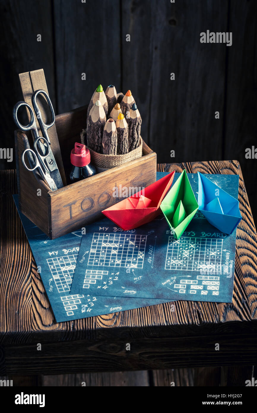 Old battleship paper game for two players Stock Photo - Alamy