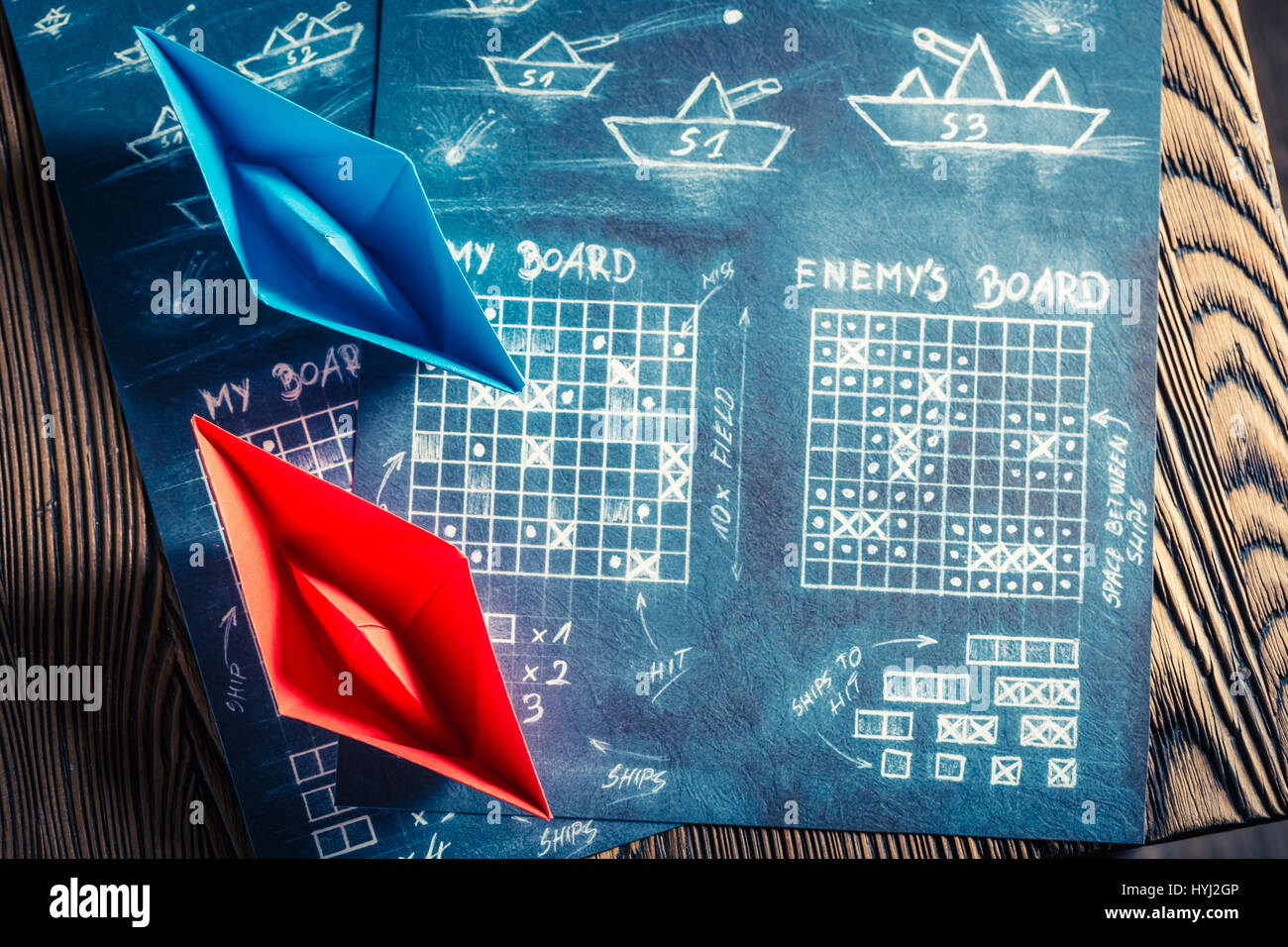 Vintage battleship paper game as a battle concept Stock Photo - Alamy