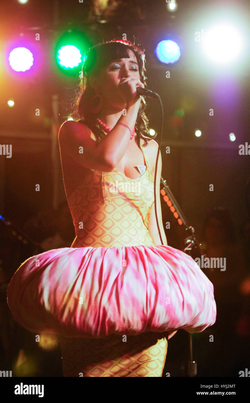Singer Katy Perry performing at her CD release party for One Of The ...