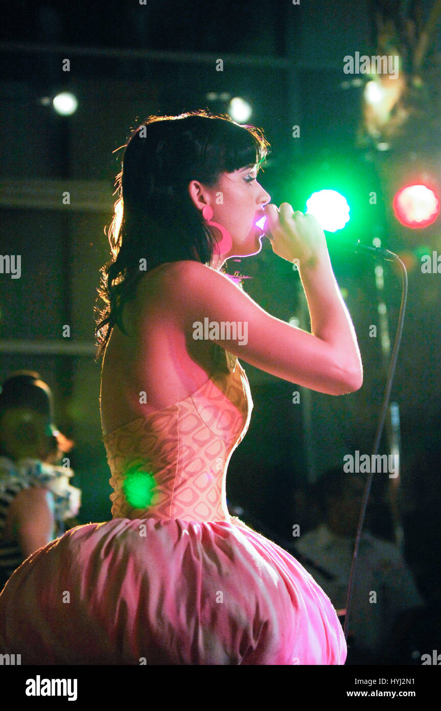 Singer Katy Perry performing at her CD release party for One Of The ...