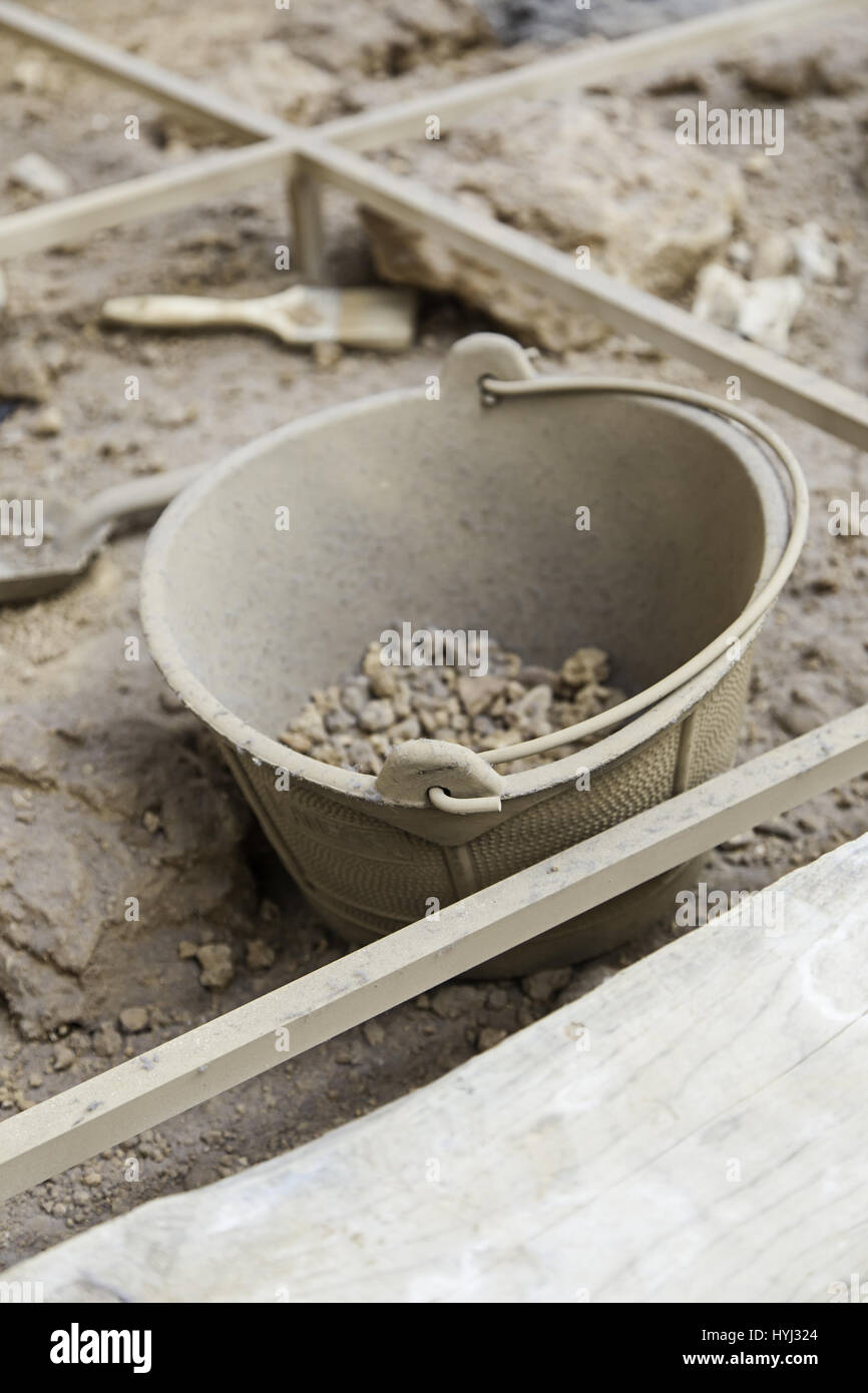 Archaeological excavation, detail of an ancient exploration, prehistory ...