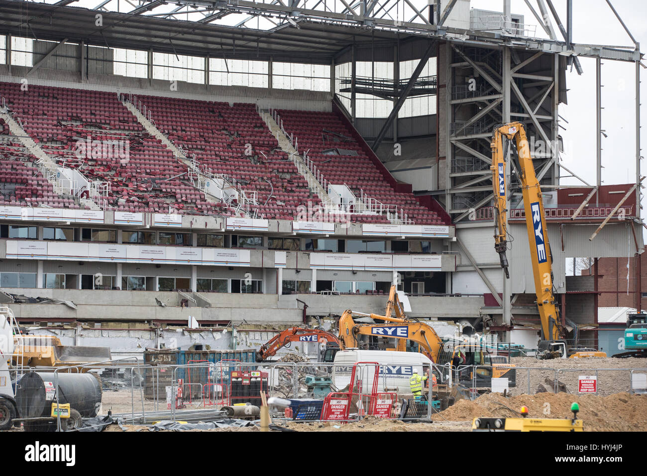 London, UK. 4th April, 2017. Demolition of the West Stand, the only ...