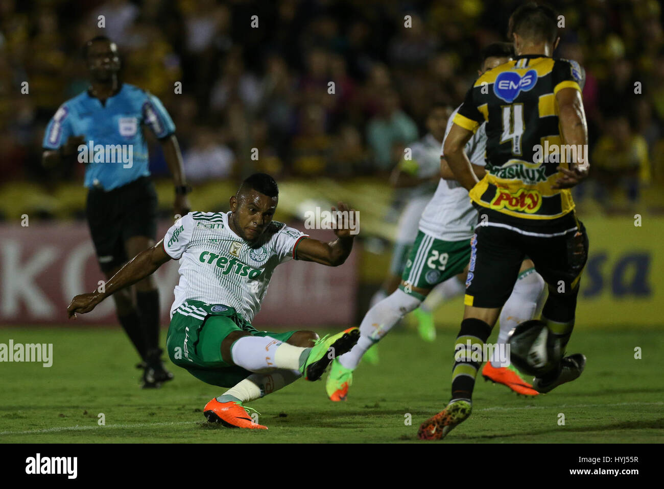 Novo Horizonte, Brazil. 02nd Apr, 2017. Borja, the SE Palmeiras, ball ...