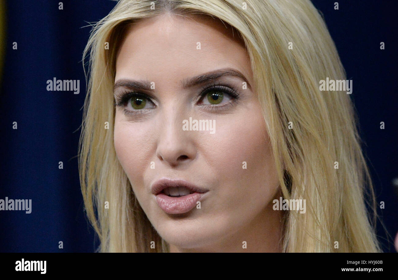 Washington DC, USA. 4th April, 2017. Ivanka Trump attends a CEO town ...