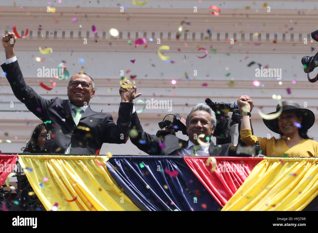 Quito, Ecuador. 3rd Apr, 2017. Ecuadorian ruling party candidate Lenin ...