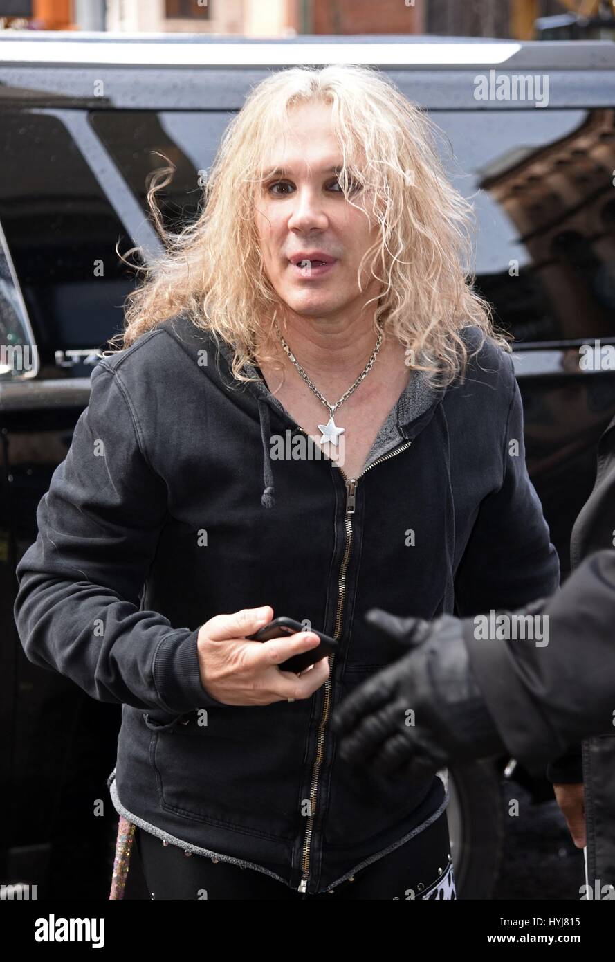 New York, NY, USA. 4th Apr, 2017. Michael Starr of Steel Panther out ...