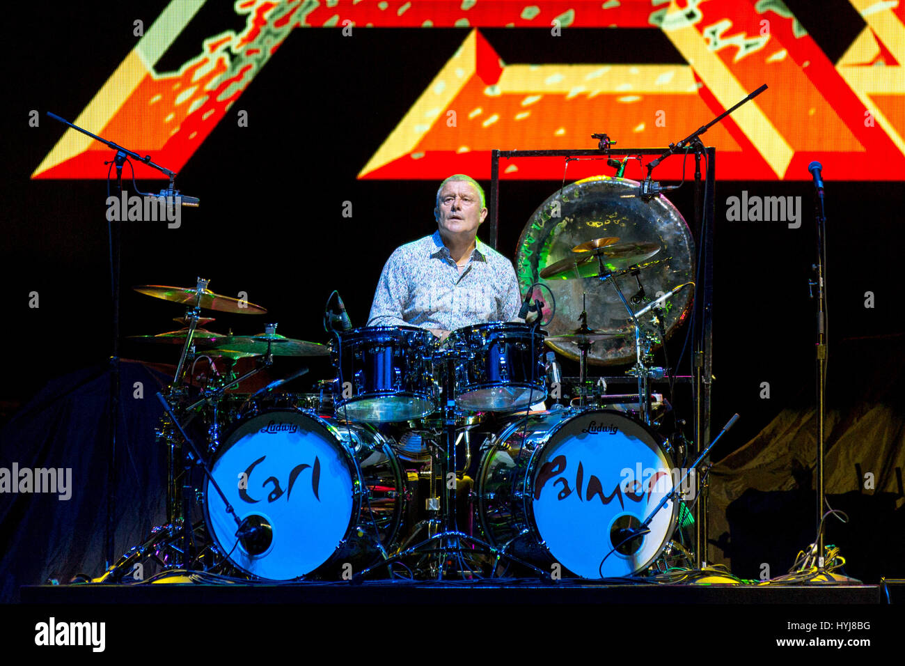 Madison, Wisconsin, USA. 28th Mar, 2017. Drummer CARL PALMER of Asia at ...