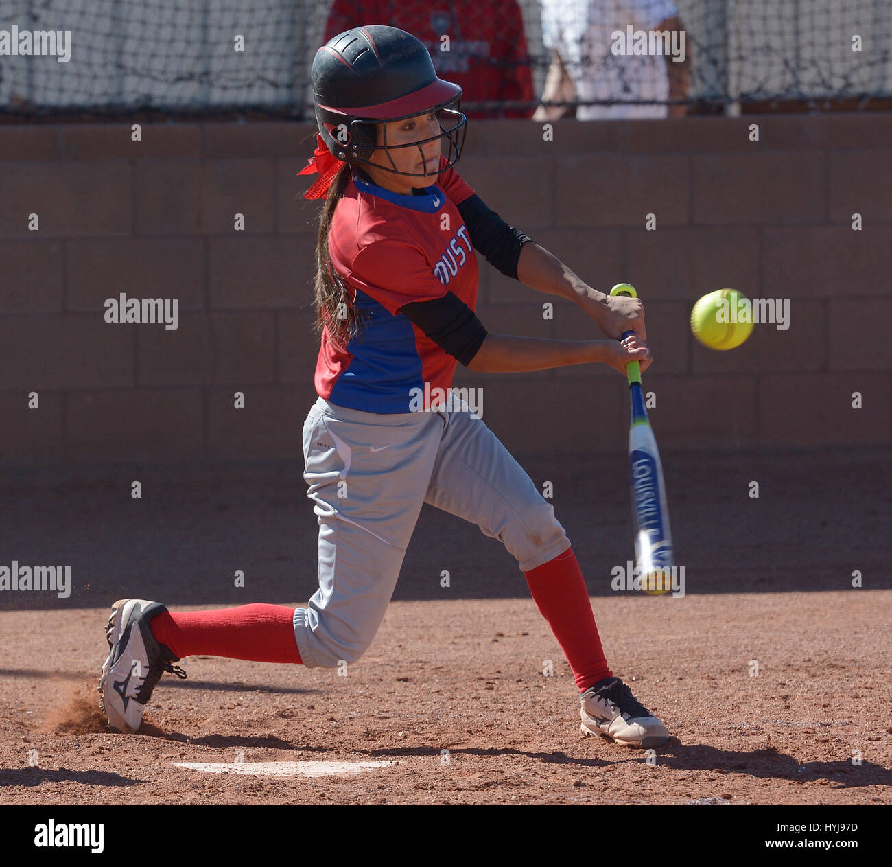 Usa. 4th Apr, 2017. SPORTS -- West Mesa's Desiree Gurule hits a double ...