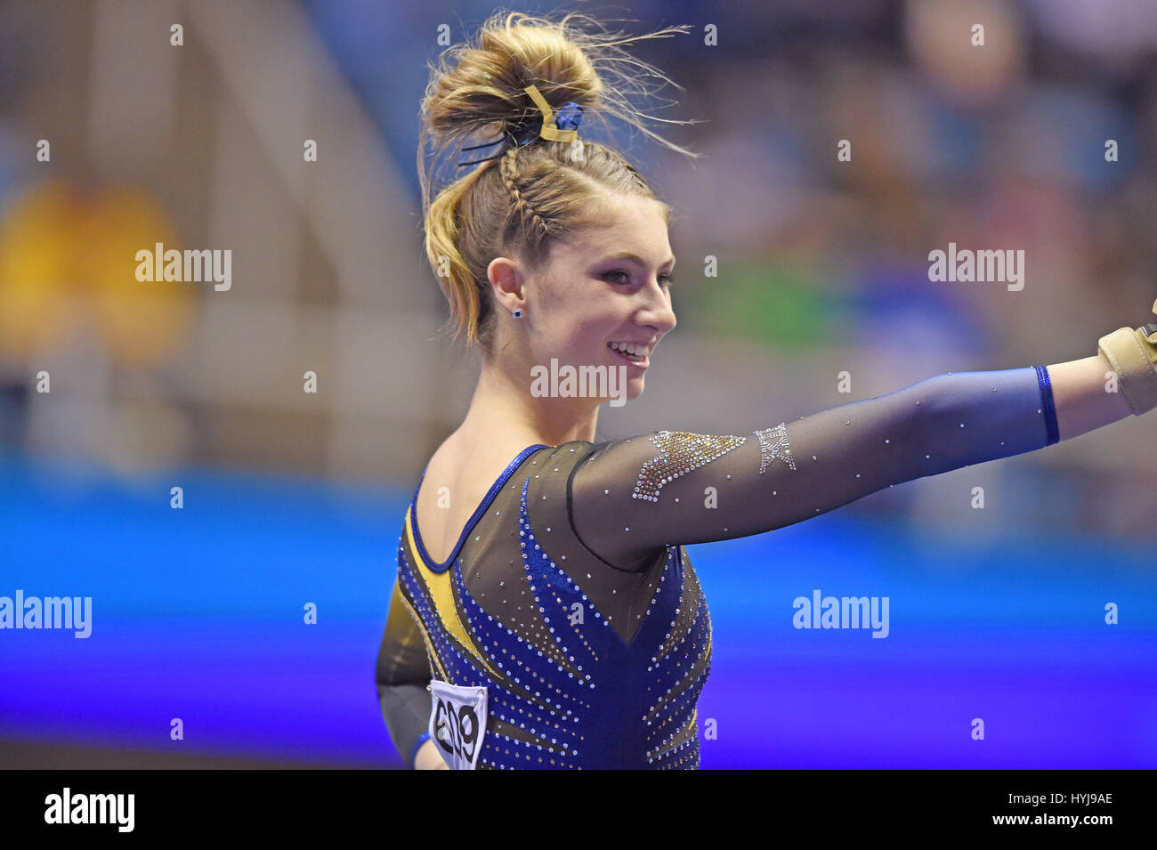 Morgantown, West Virginia, USA. 1st Apr, 2017. WVU gymnast ABBY KAUFMAN ...