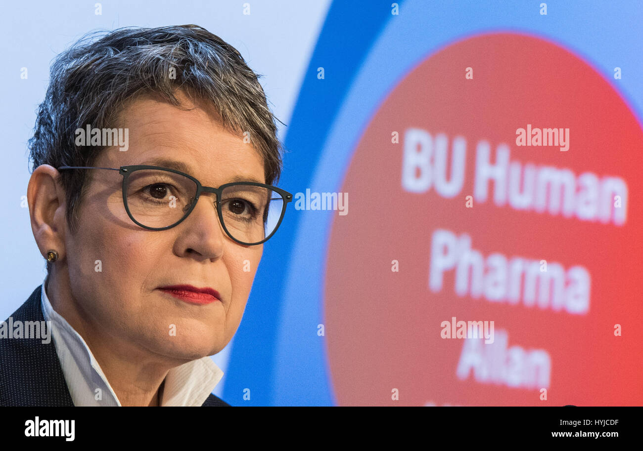 Ingelheim, Germany. 5th Apr, 2017. Chief finance officer Simone Menne ...