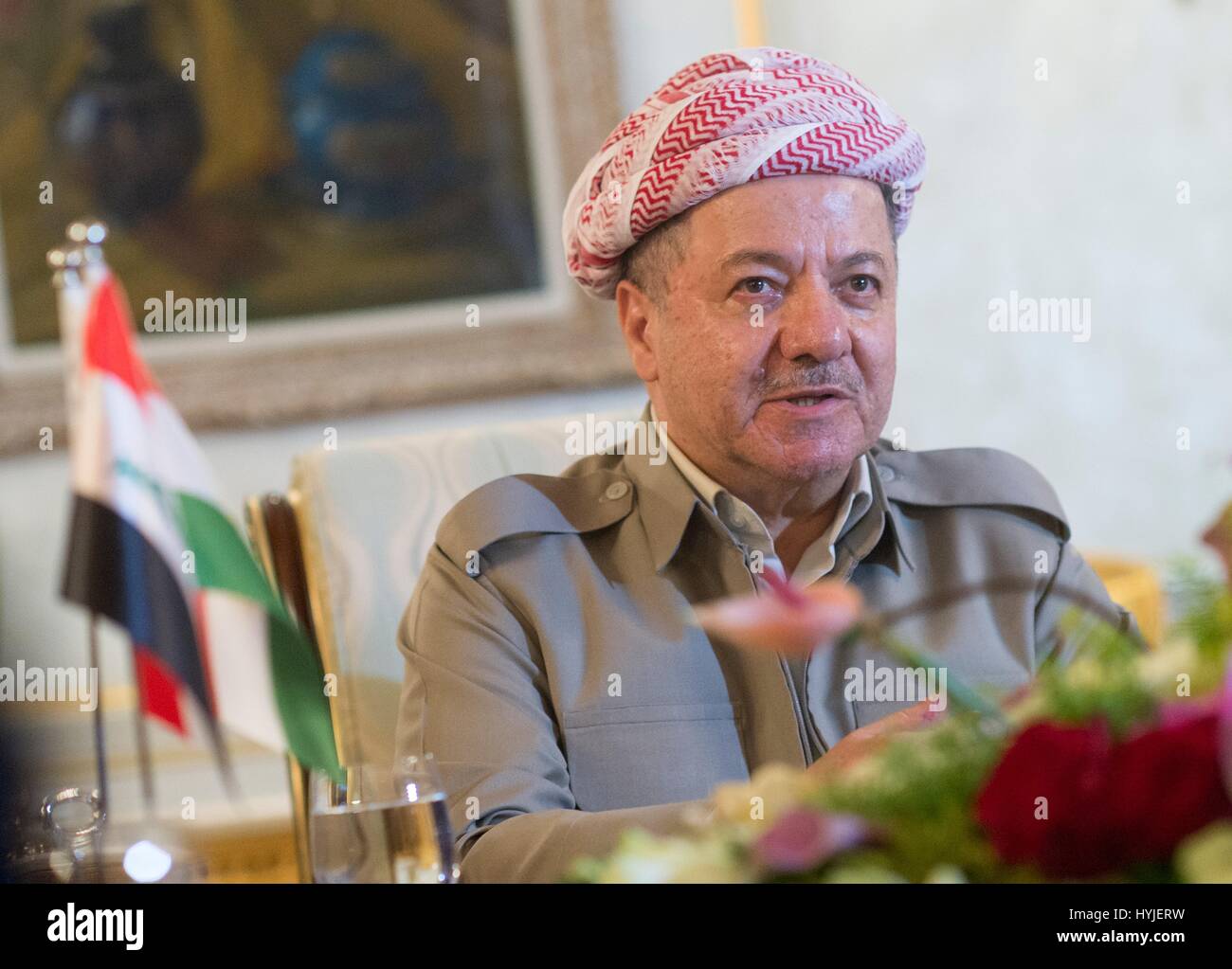 Erbil, Iraq. 04th Apr, 2017. President of Iraqi Kurdistan Masoud Barzan ...