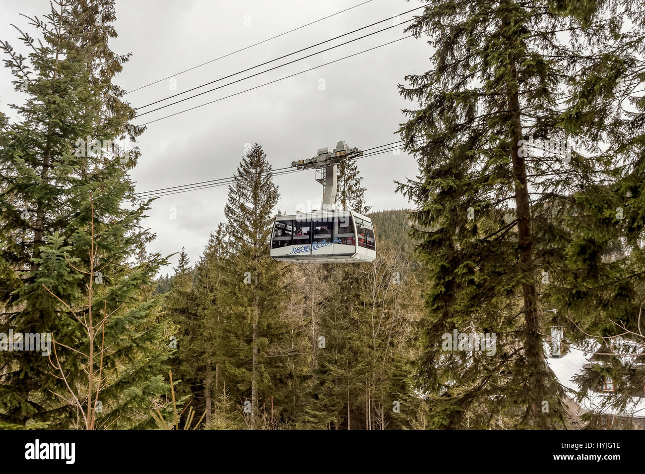 Cable car from Kuznice to Kasprowy Wierch in Tatra mountains, Poland ...
