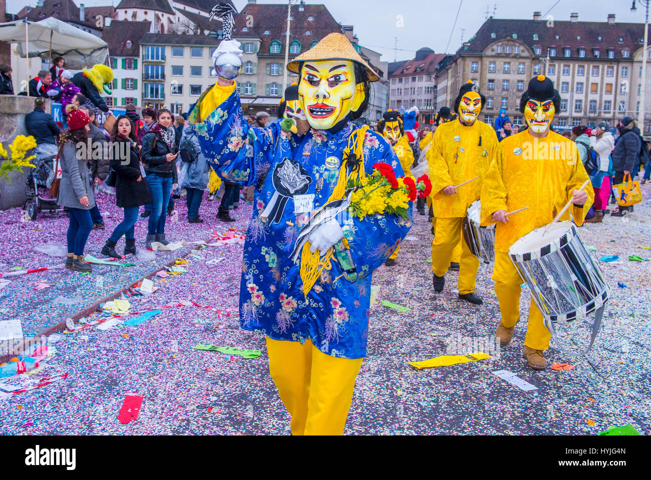 BASEL , SWITZERLAND - MARCH 08 : Participants in the Basel Carnival in ...