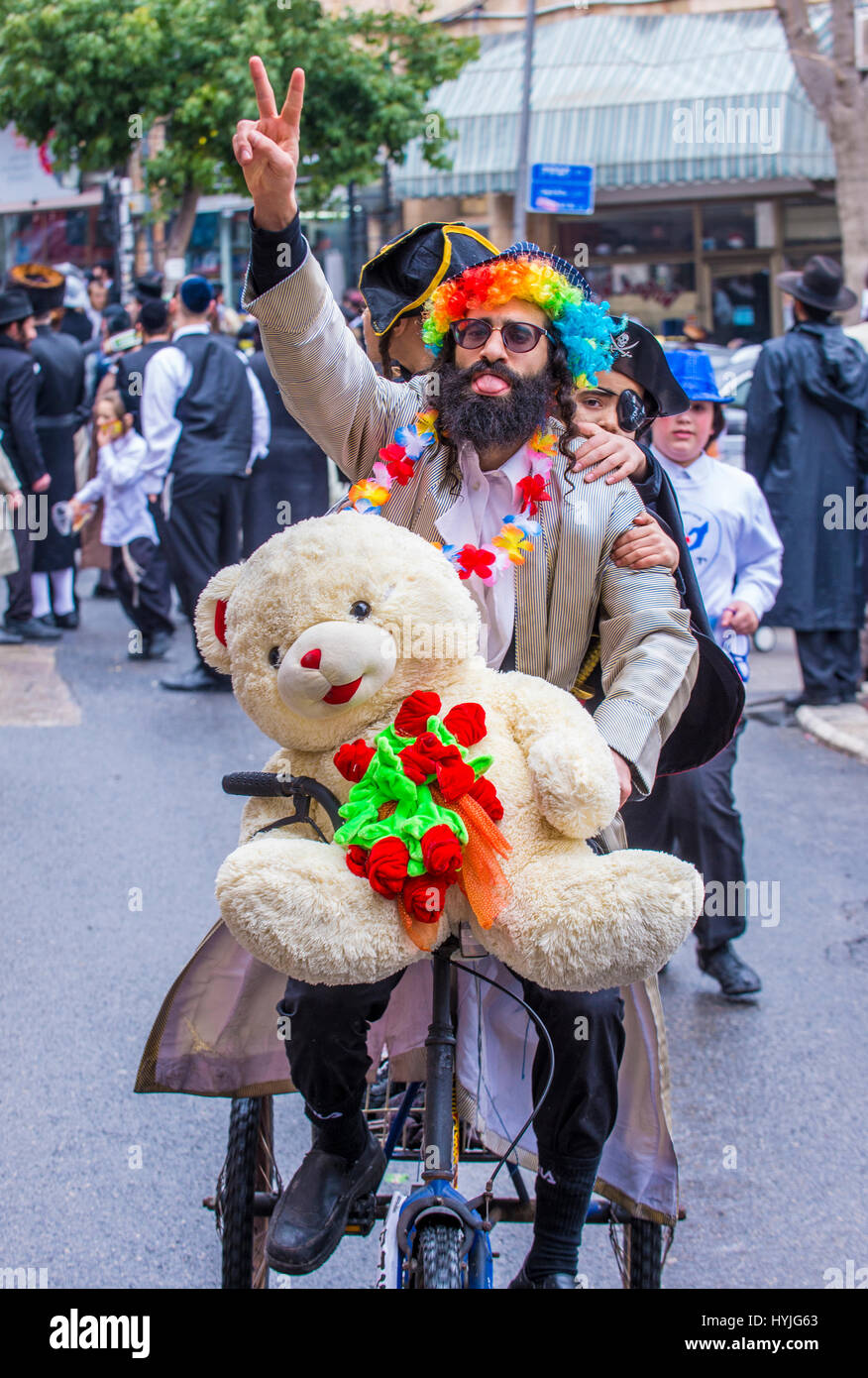 JERUSALEM - MARCH 13 : Ultra Orthodox man during Purim in Mea Shearim ...