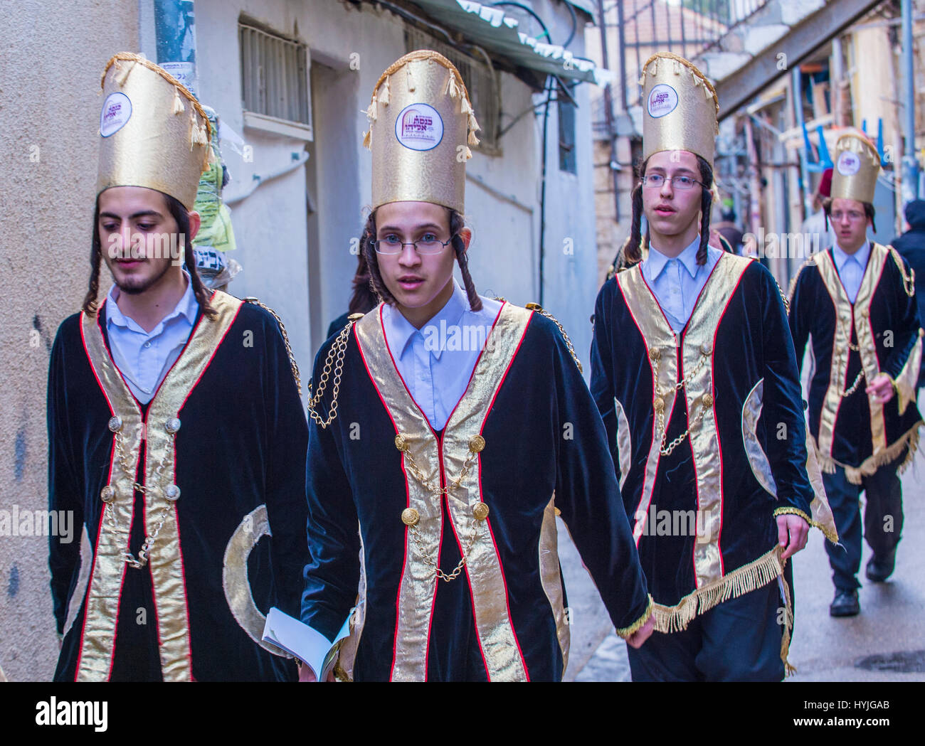 JERUSALEM - MARCH 13 : Ultra Orthodox boys during Purim in Mea Shearim ...