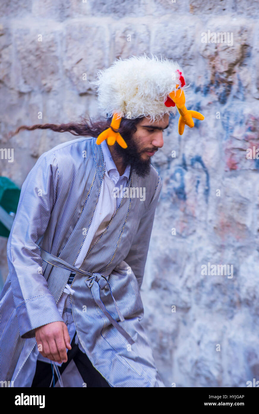 JERUSALEM - MARCH 13 : Ultra Orthodox man during Purim in Mea Shearim ...