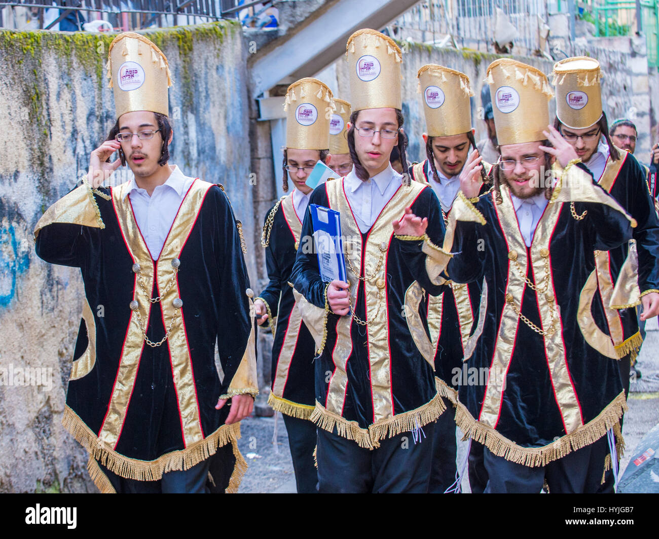 JERUSALEM - MARCH 13 : Ultra Orthodox boys during Purim in Mea Shearim ...