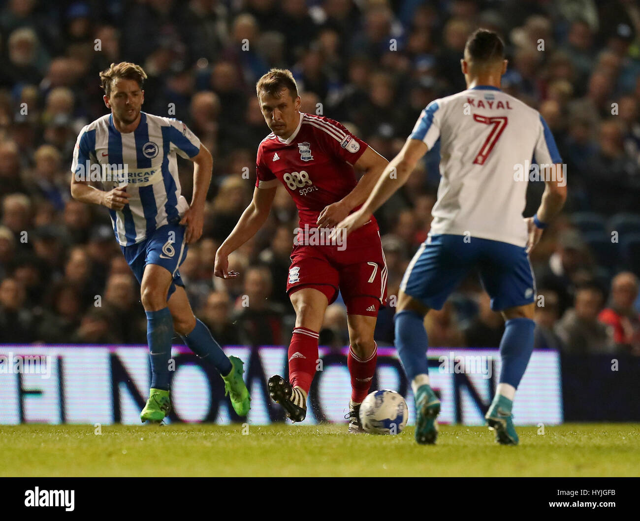 Birmingham City's Robert Tesche (centre) in action during the Sky Bet ...