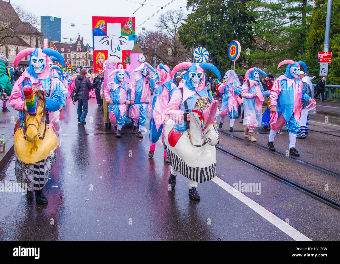 BASEL , SWITZERLAND - MARCH 08 : Participants in the Basel Carnival in ...