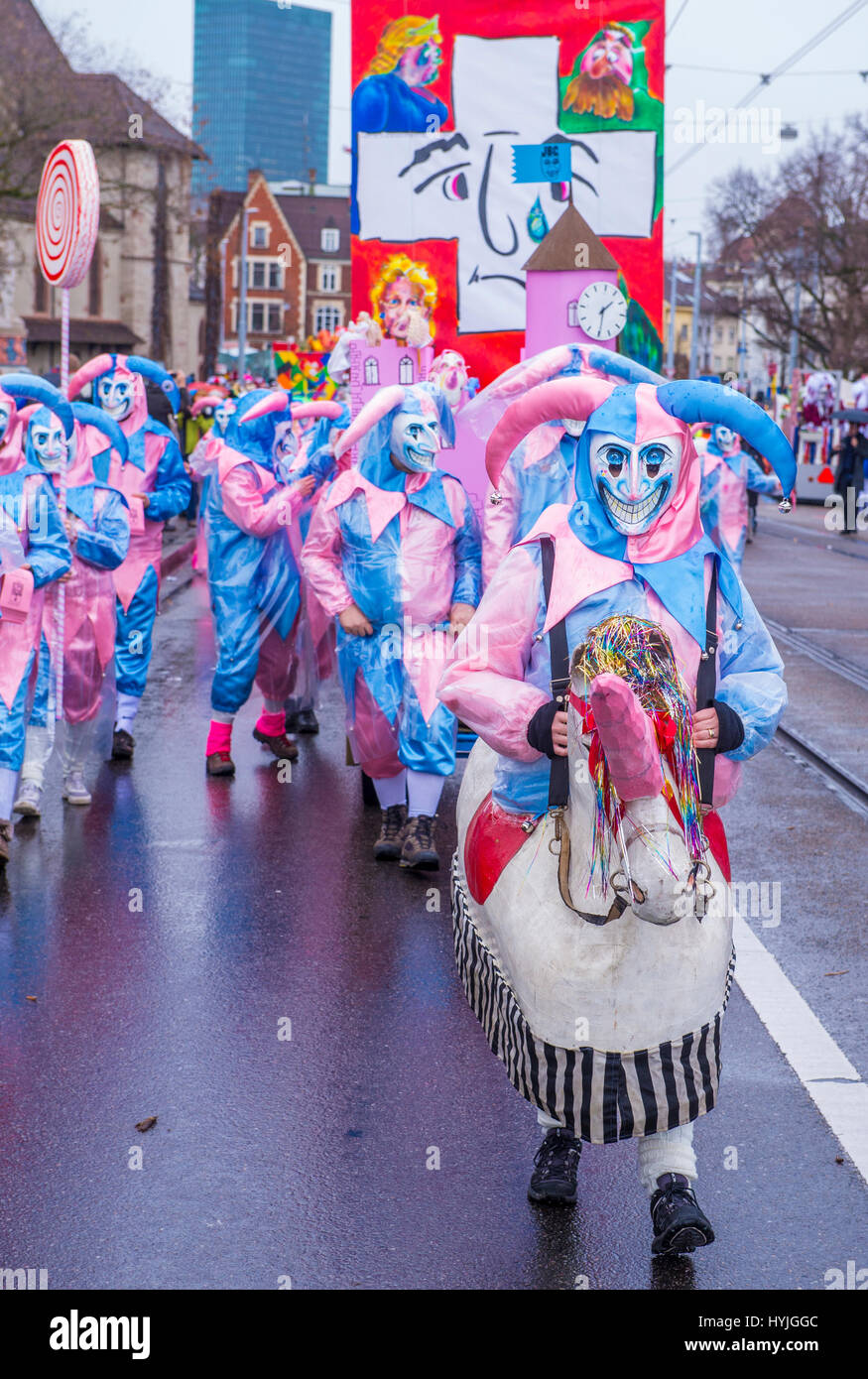 BASEL , SWITZERLAND - MARCH 08 : Participants in the Basel Carnival in ...
