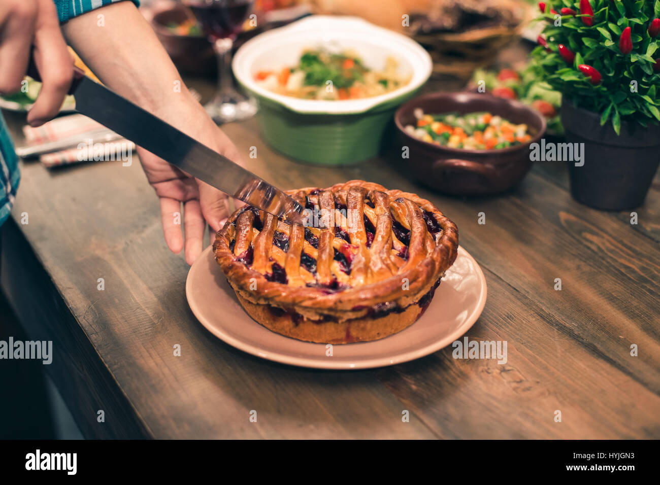 Close up photo of dinner table Stock Photo - Alamy