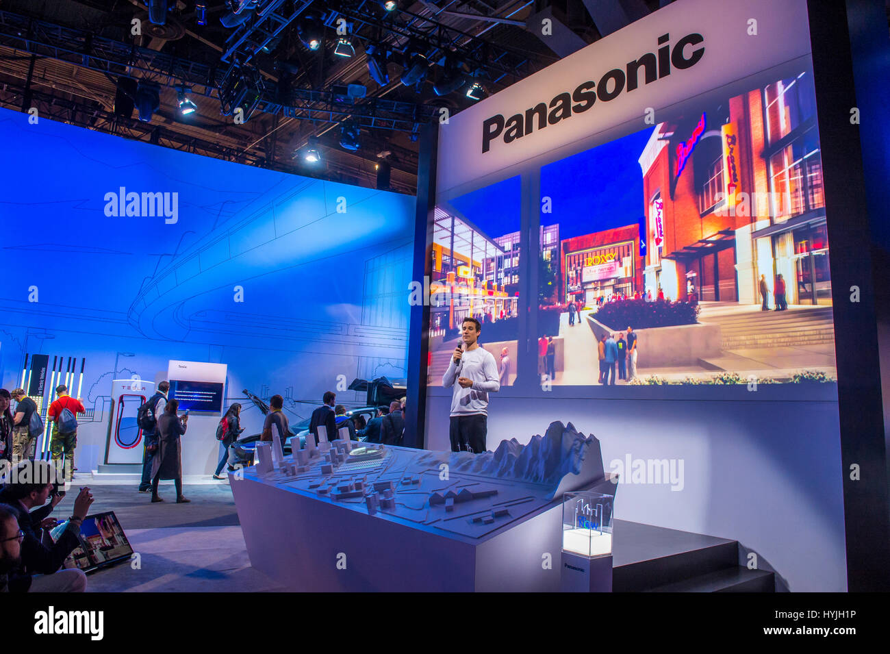 LAS VEGAS - JAN 08 : The Panasonic booth at the CES show in Las Vegas ...