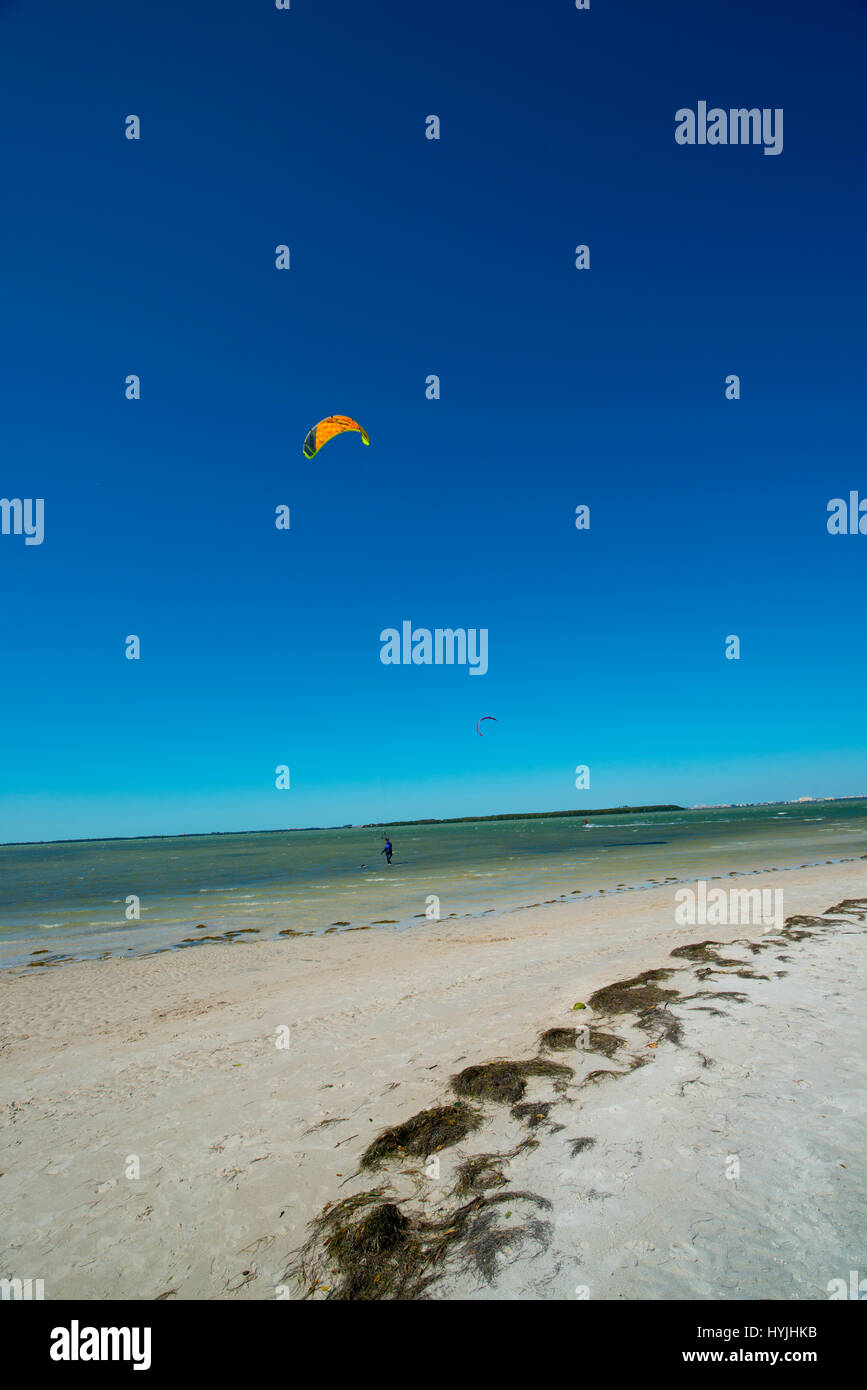beach line with kiting sport Stock Photo - Alamy