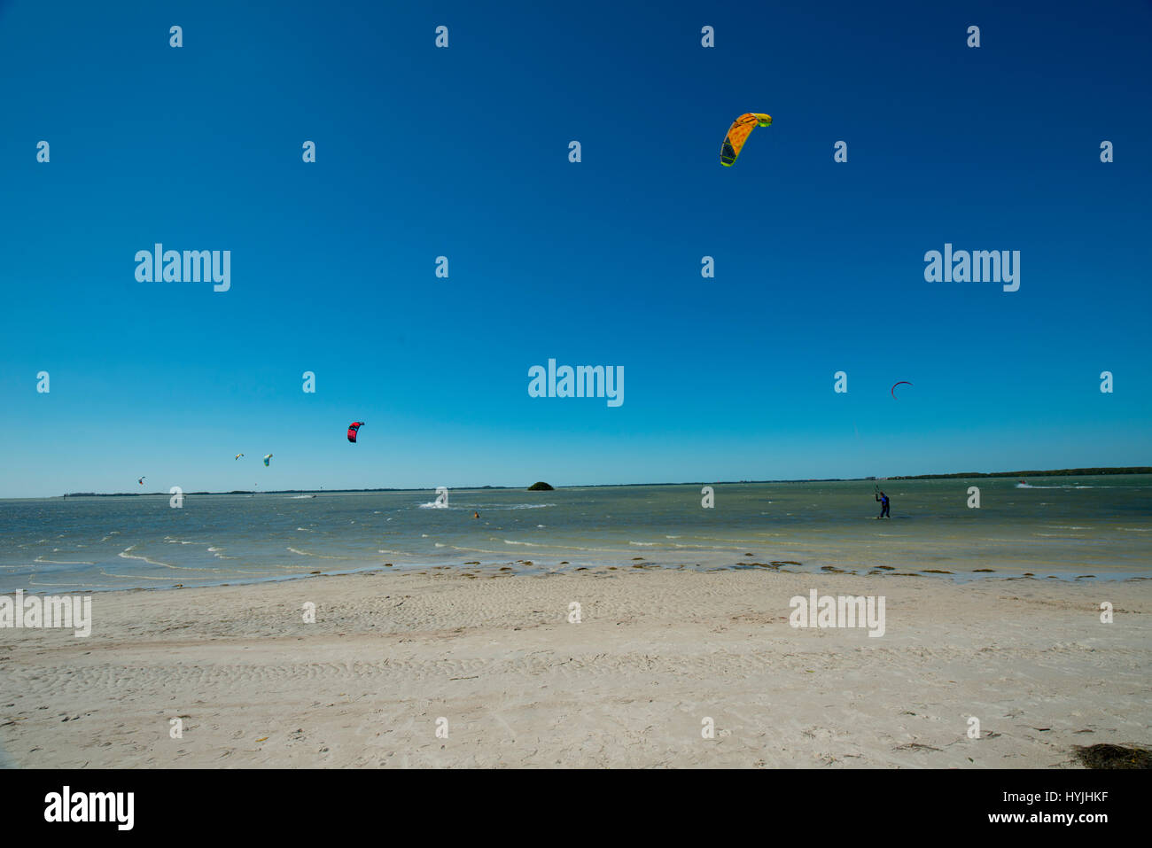 beach line with kiting sport Stock Photo - Alamy