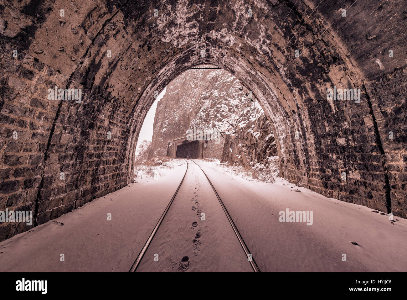 View of the old tunnel. Circum-Baikal Railway. Russia Stock Photo - Alamy