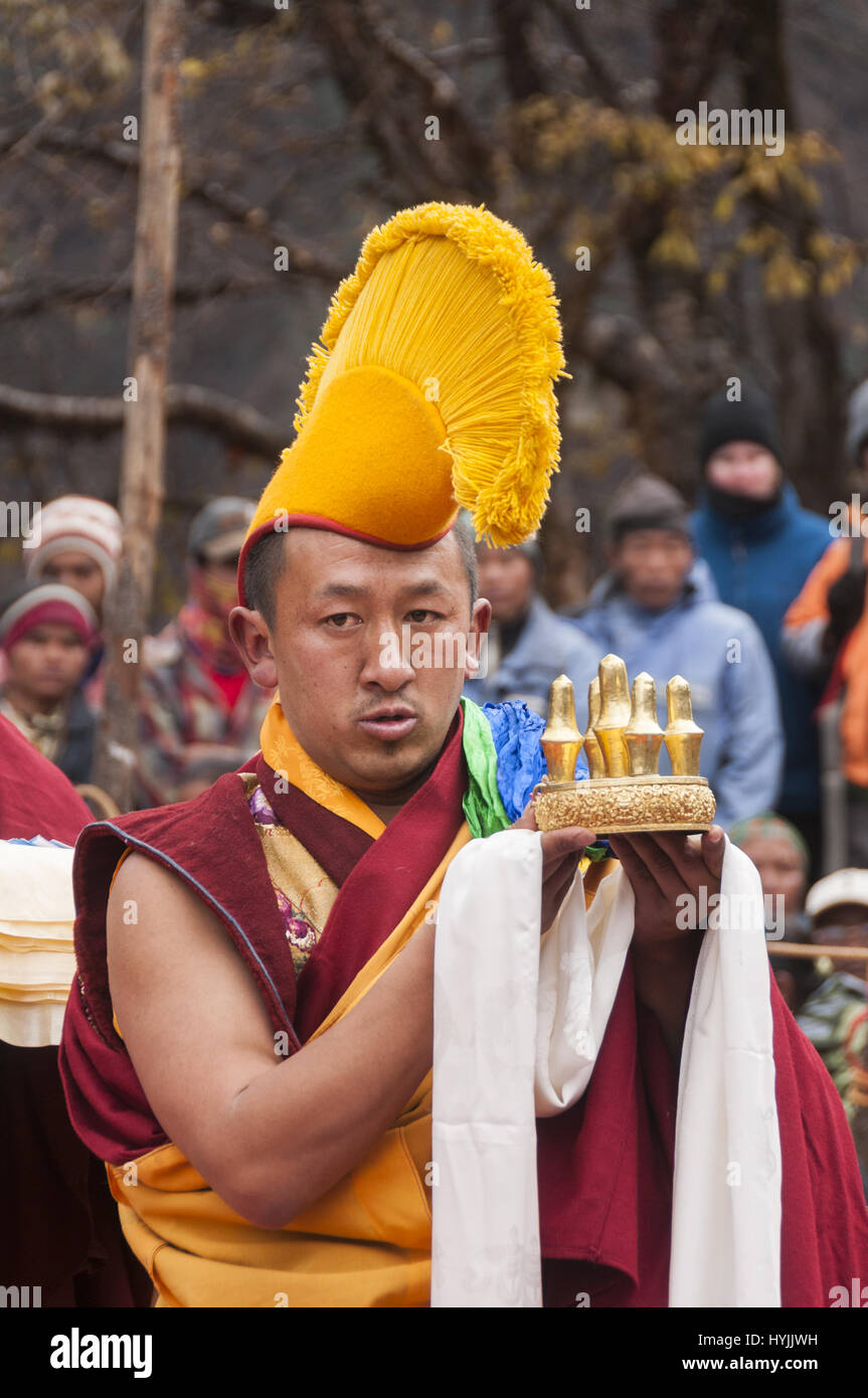 Nepal, Kumbu, Tengboche Monastery, Mani Rimdu celebration, Puja prayer ...