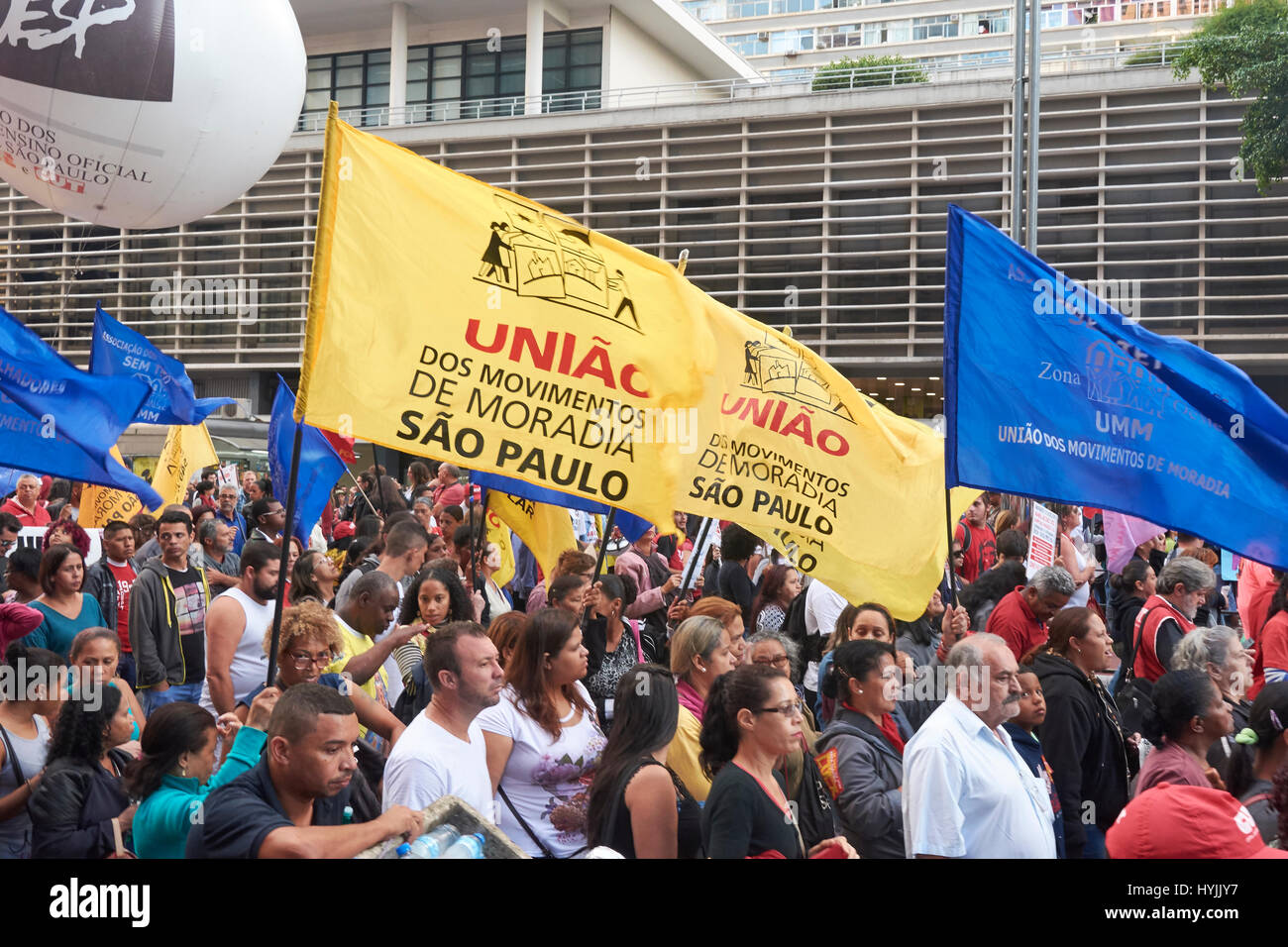 Sao Paulo, Brazil - March 31, 2017: Protest of workers against ...