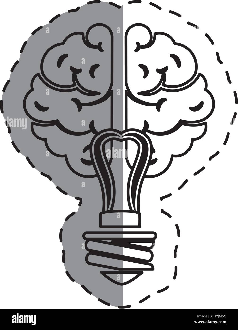 bulb light with brain vector illustration design Stock Vector Image ...