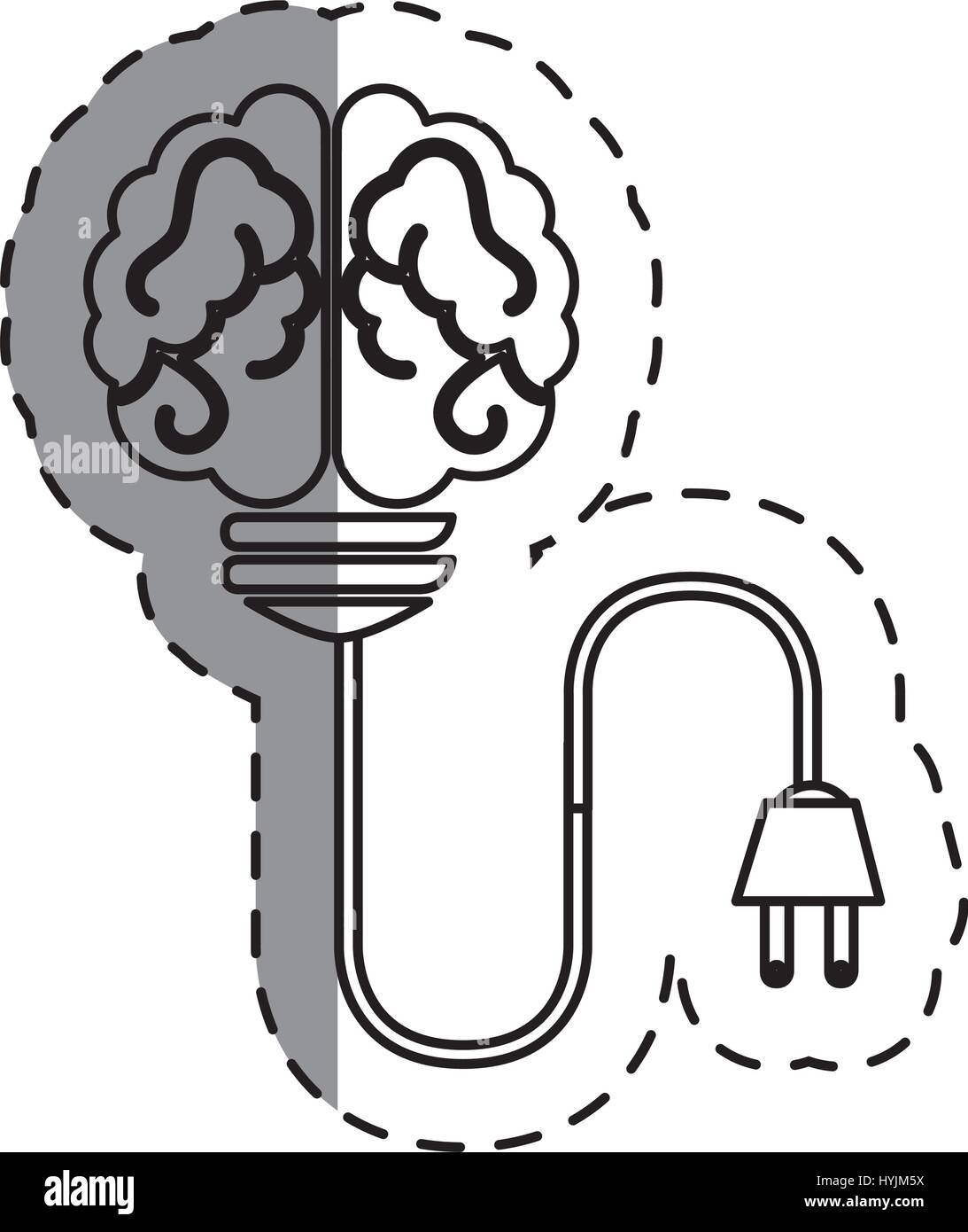 bulb light with brain vector illustration design Stock Vector Image ...