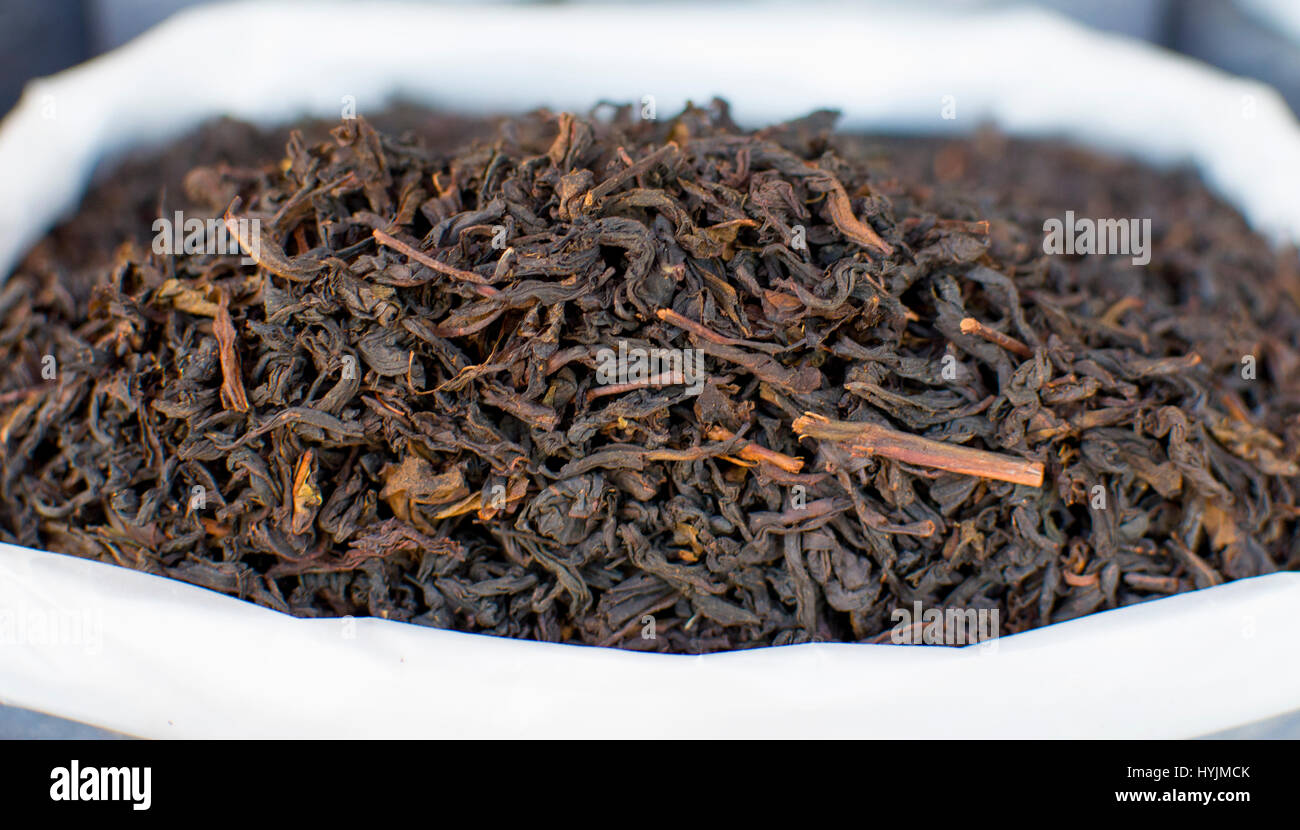 The Indian tea red tea in bulk on a market counter Stock Photo - Alamy